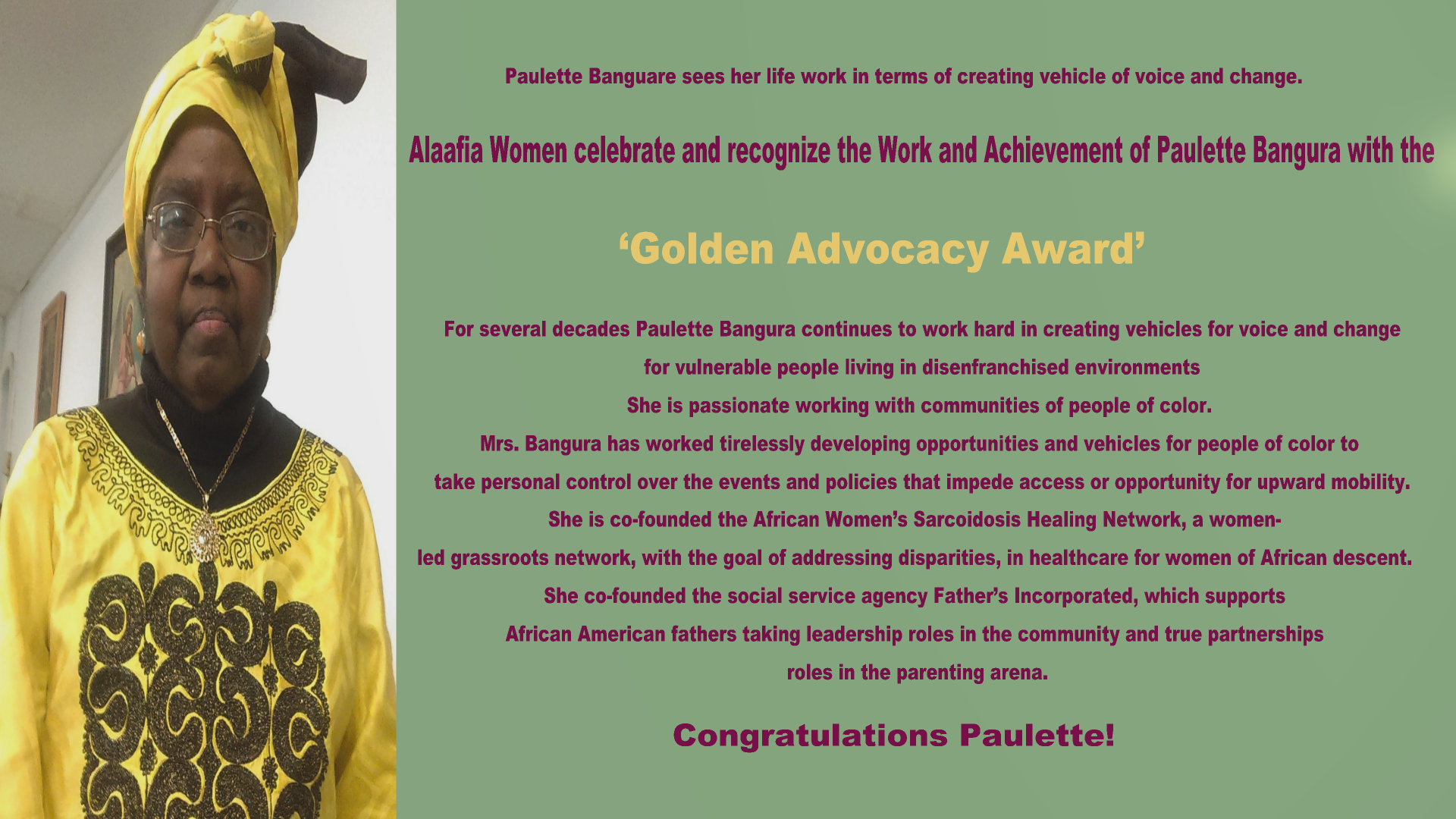 Golden Advocacy Award